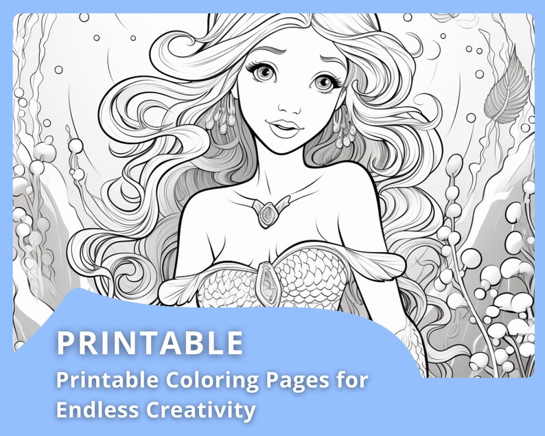 45 Mermaid Coloring Pages Digital Download Printable Kids Activities - Etsy
