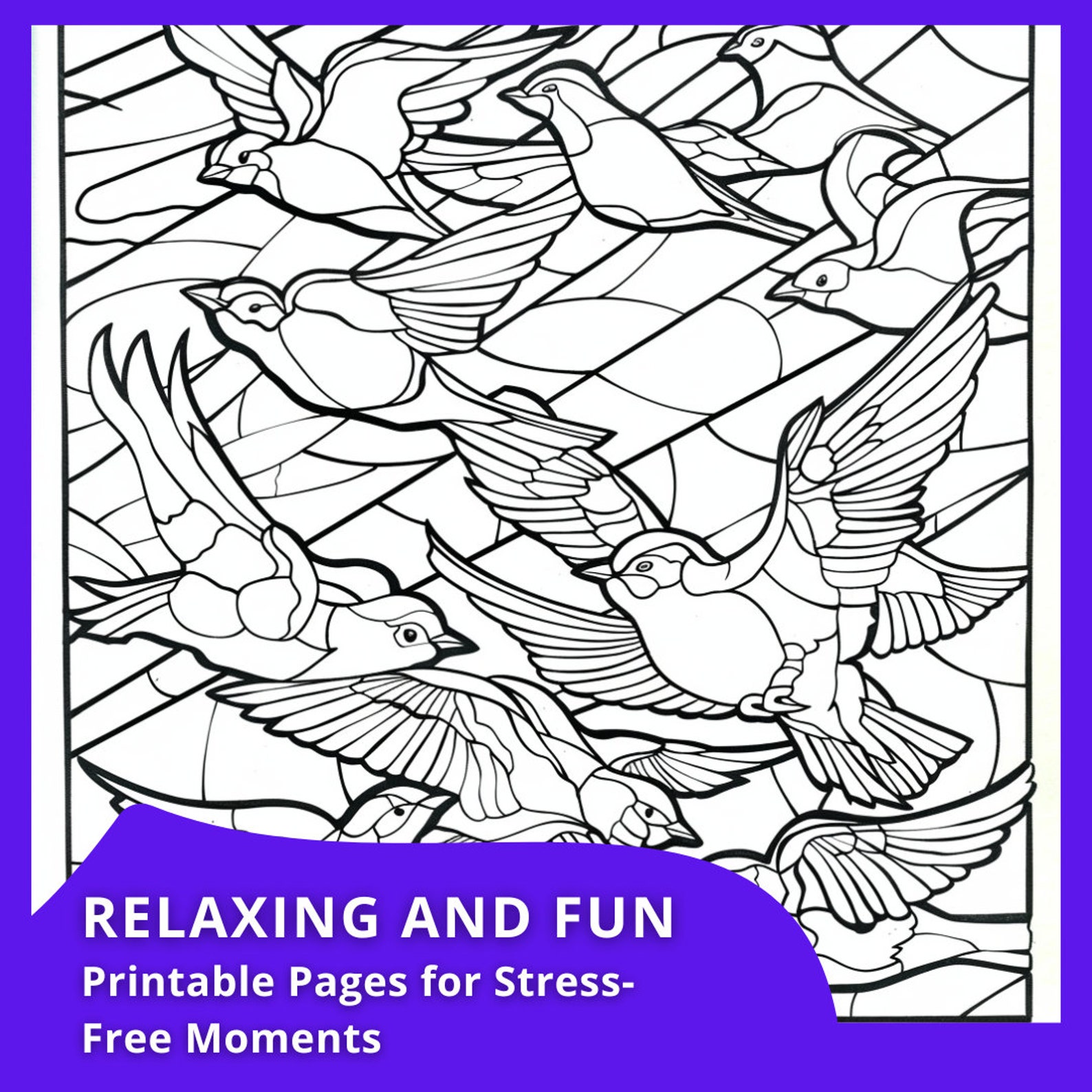 Stained Glass Coloring Pages | Digital Download | Printable | Kids ...