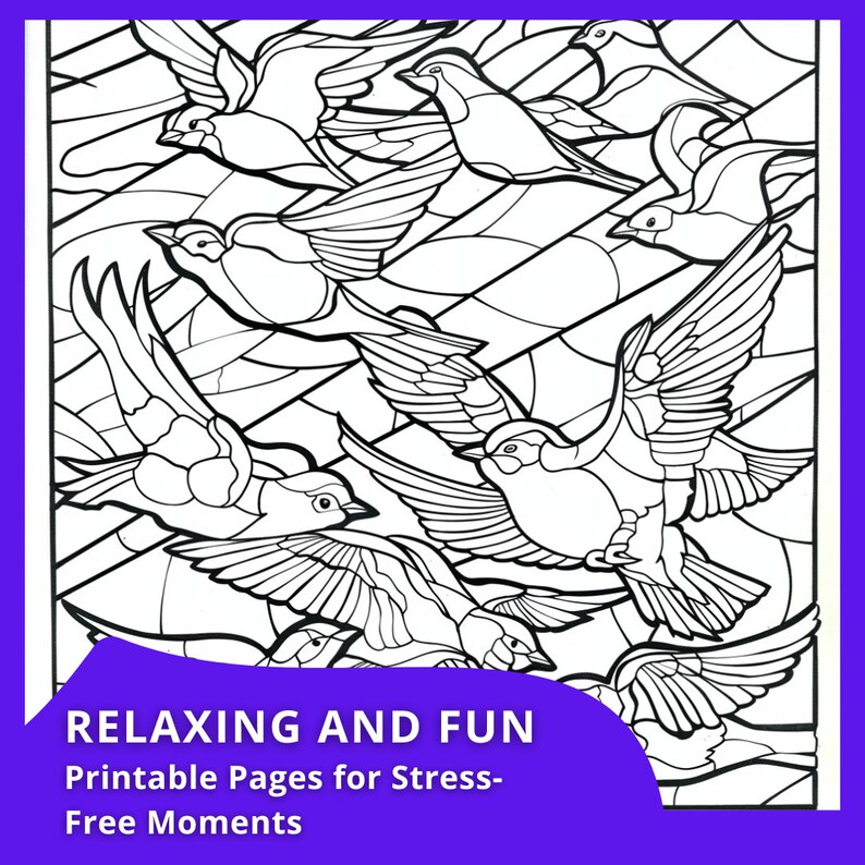 Stained Glass Coloring Pages | Digital Download | Printable | Kids ...