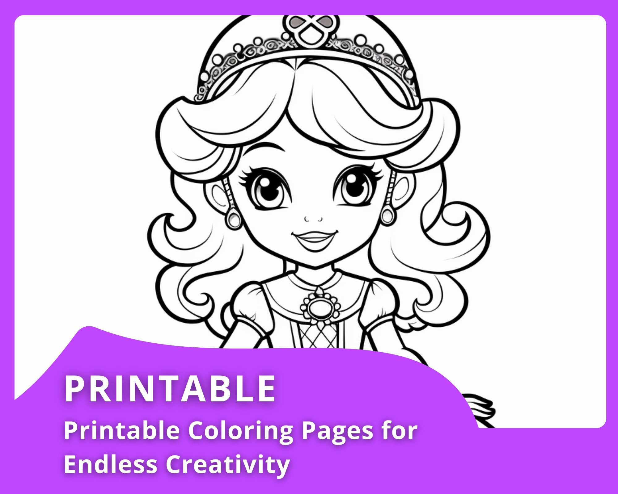 48 Simple Princess Coloring Pages | Digital Download | Printable | Kids ...