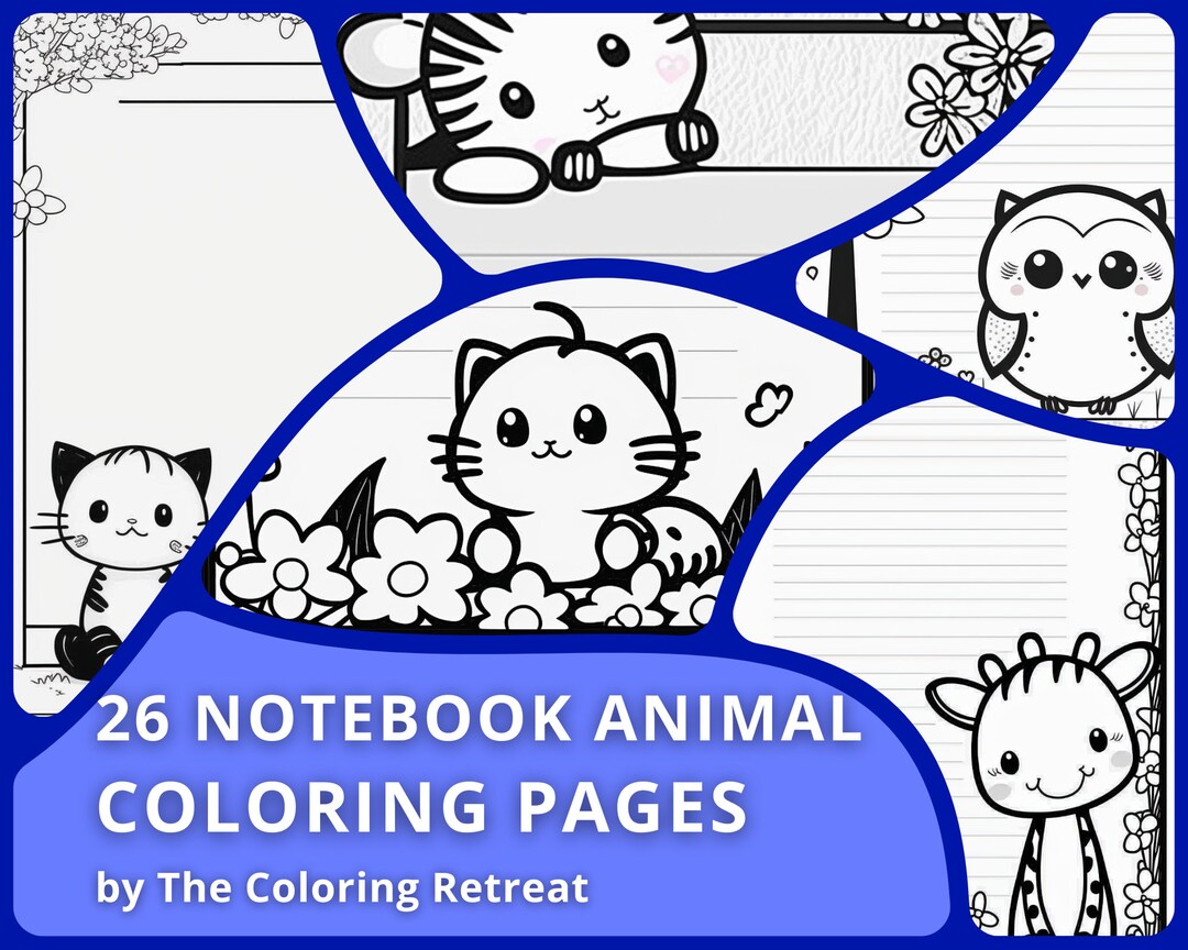 26 Notebook Animal Coloring Pages | Digital Download | Printable | Kids ...