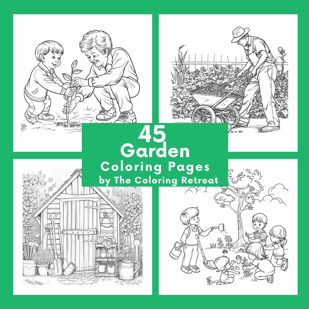 Gardening Coloring Pages | Digital Download | Printable | Kids ...