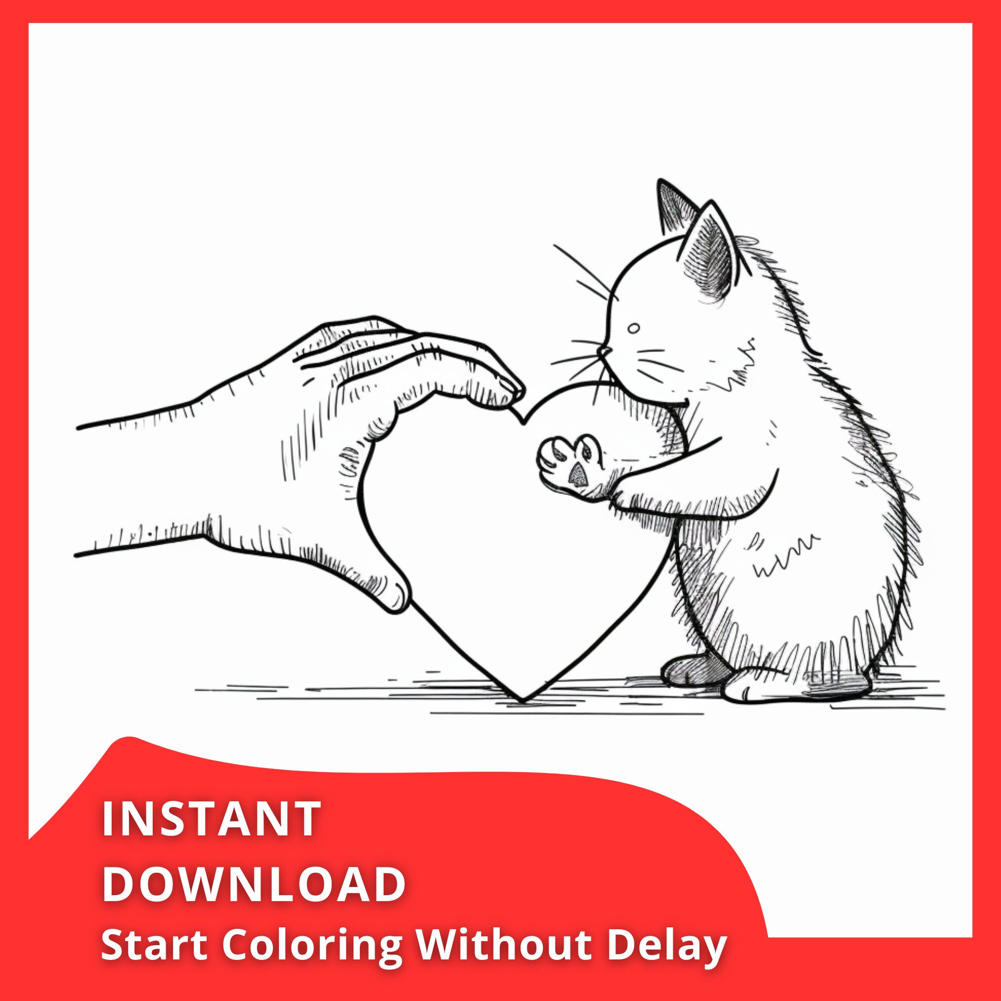 Hand Hearts Coloring Pages Digital Download Printable Kids Activities ...