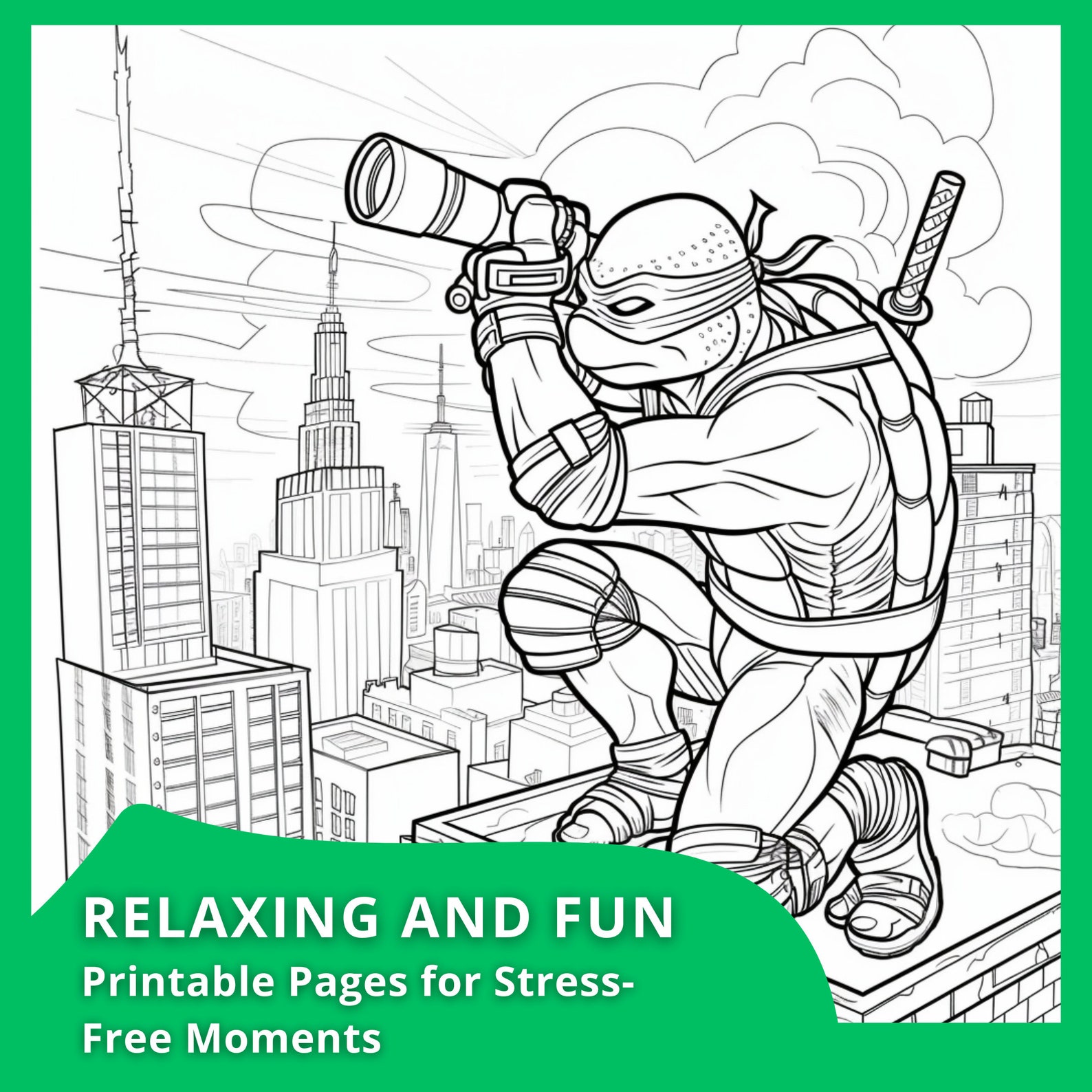 Ninja Turtles Coloring Pages | Digital Download | Printable | Kids ...