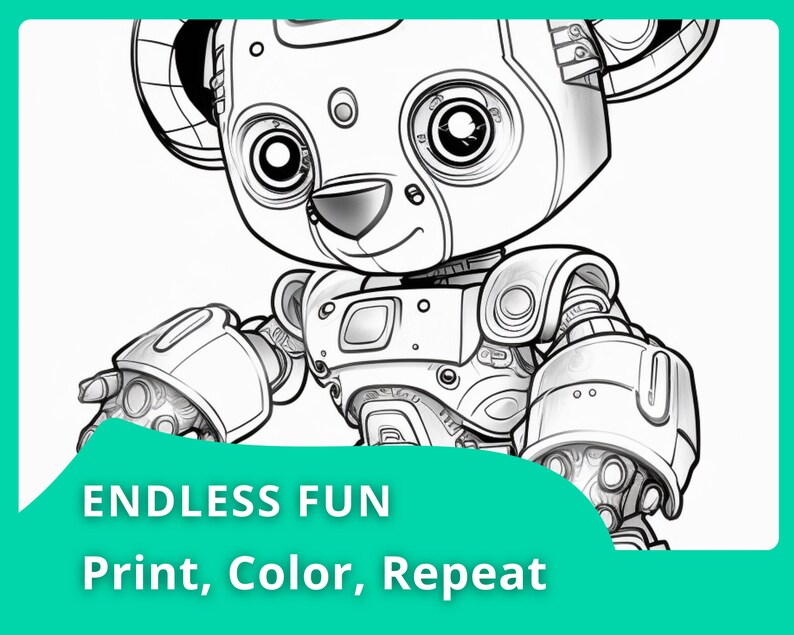 39 Robot Animal Coloring Pages | Digital Download | Printable | Kids ...