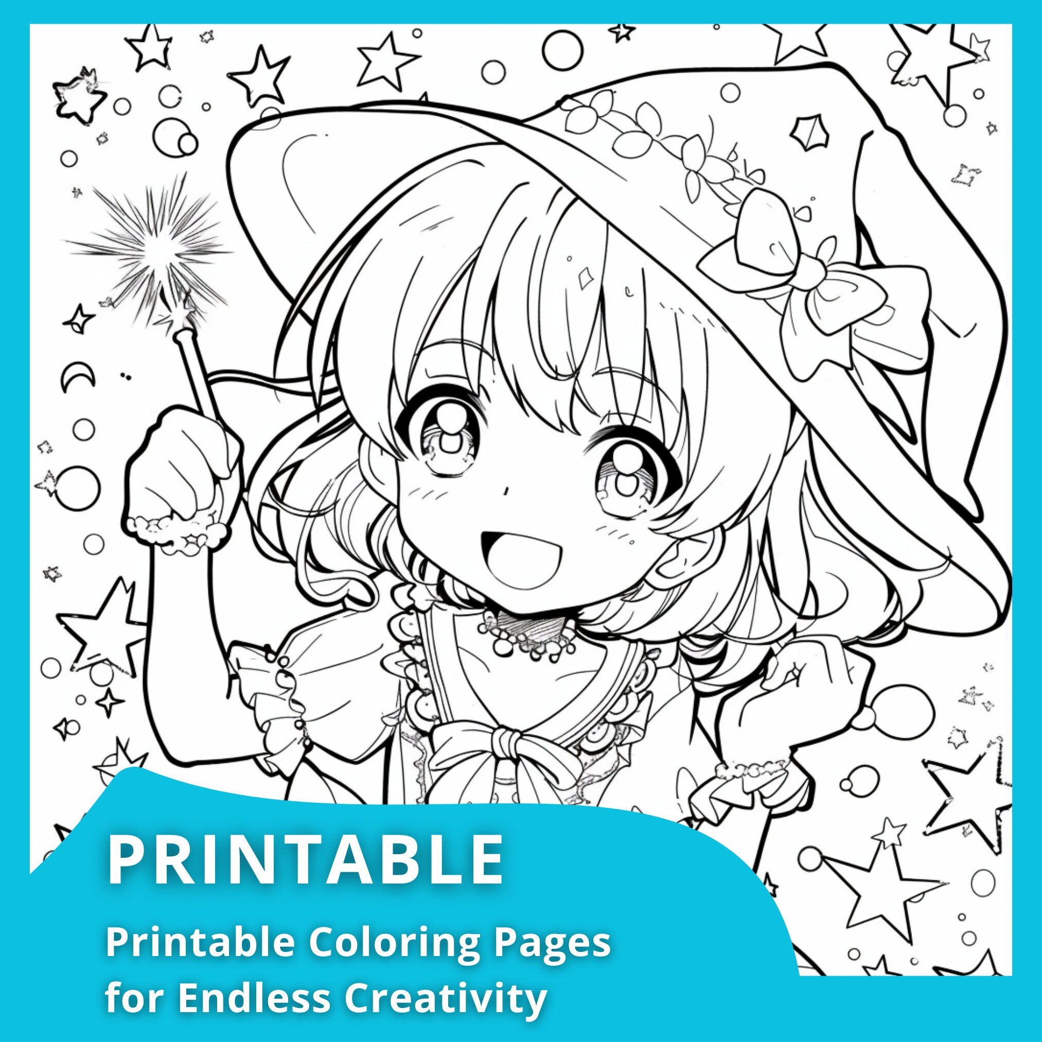 Anime Coloring Pages Digital Download Printable Kids Activities - Etsy