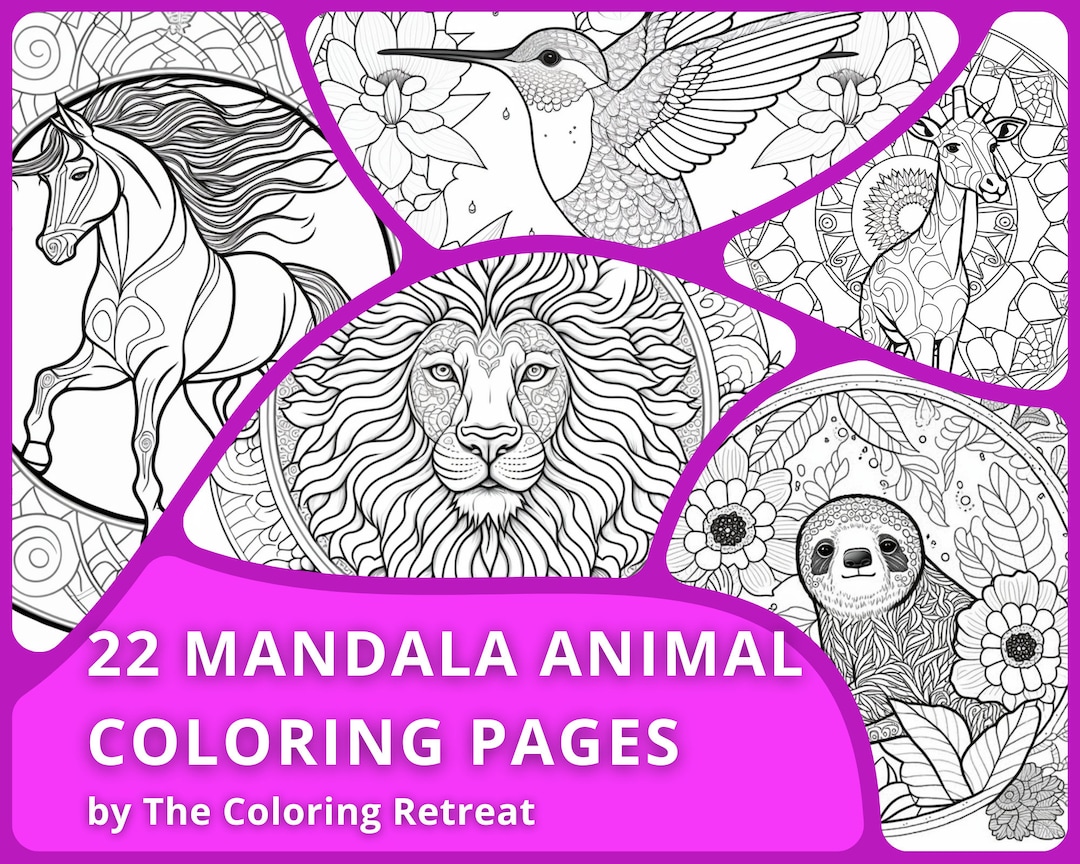 22 Mandala Animal Coloring Pages | Digital Download | Printable | Kids ...