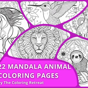 22 Mandala Animal Coloring Pages | Digital Download | Printable | Kids ...