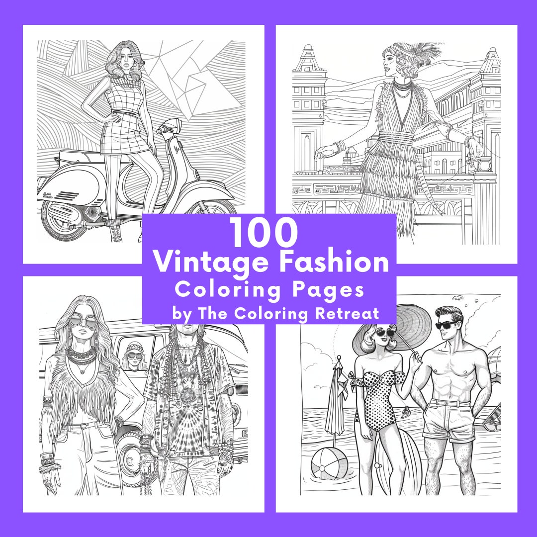Vintage Fashion Coloring Pages | Digital Download | Printable | Kids ...
