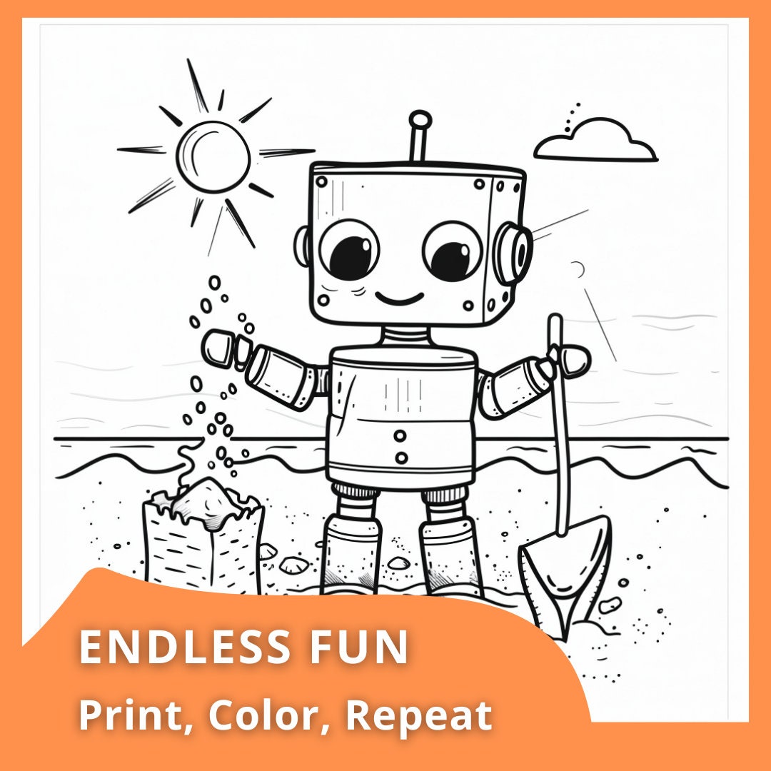Cute Robot Coloring Pages Digital Download Printable Kids Activities - Etsy