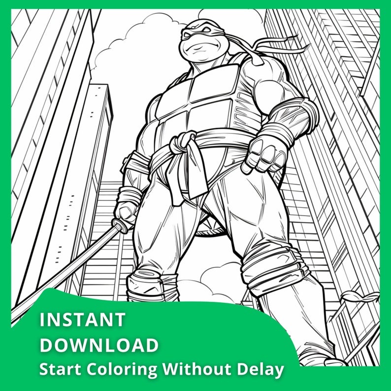 Ninja Turtles Coloring Pages | Digital Download | Printable | Kids ...