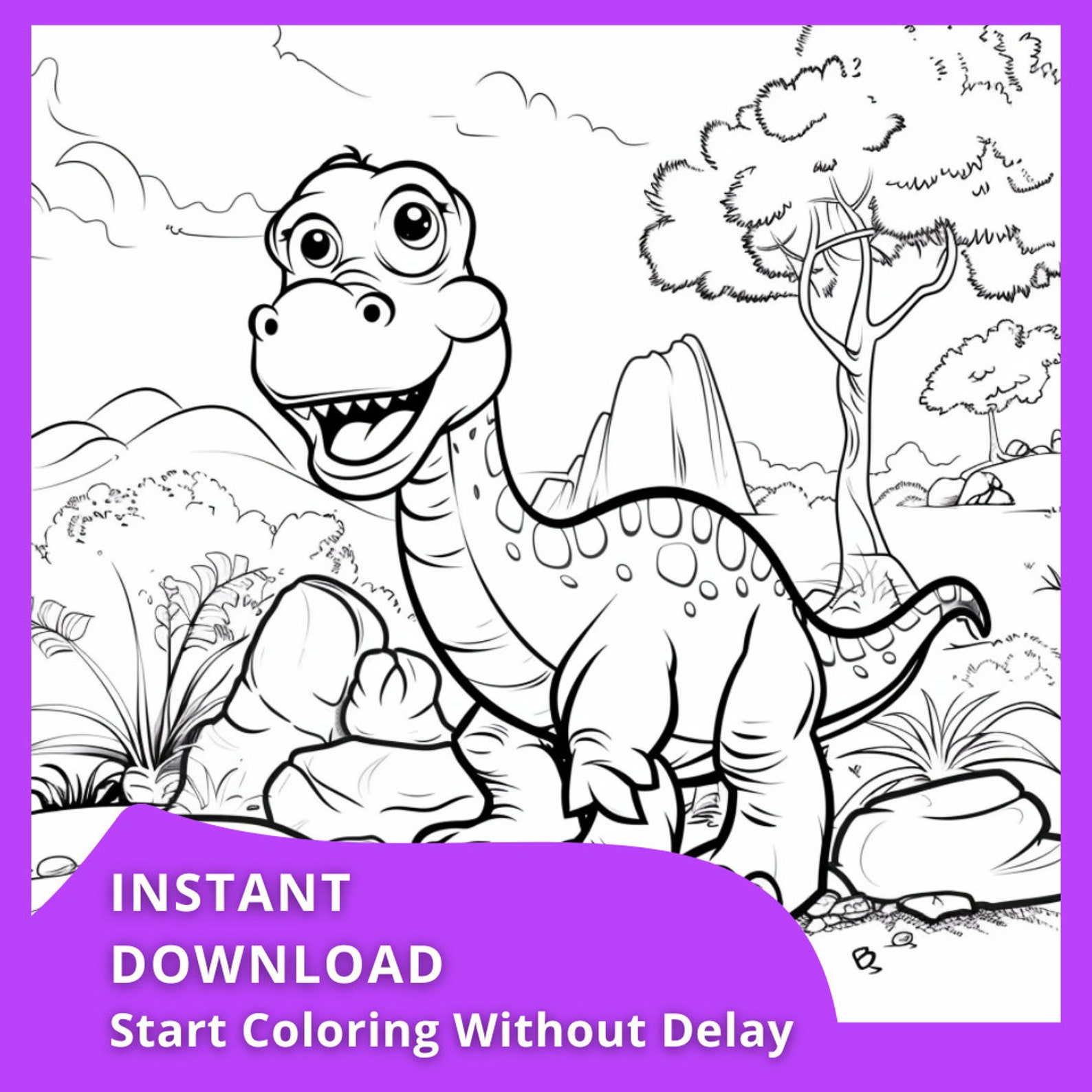 55 Dinosaur Coloring Pages | Digital Download | Printable | Kids ...