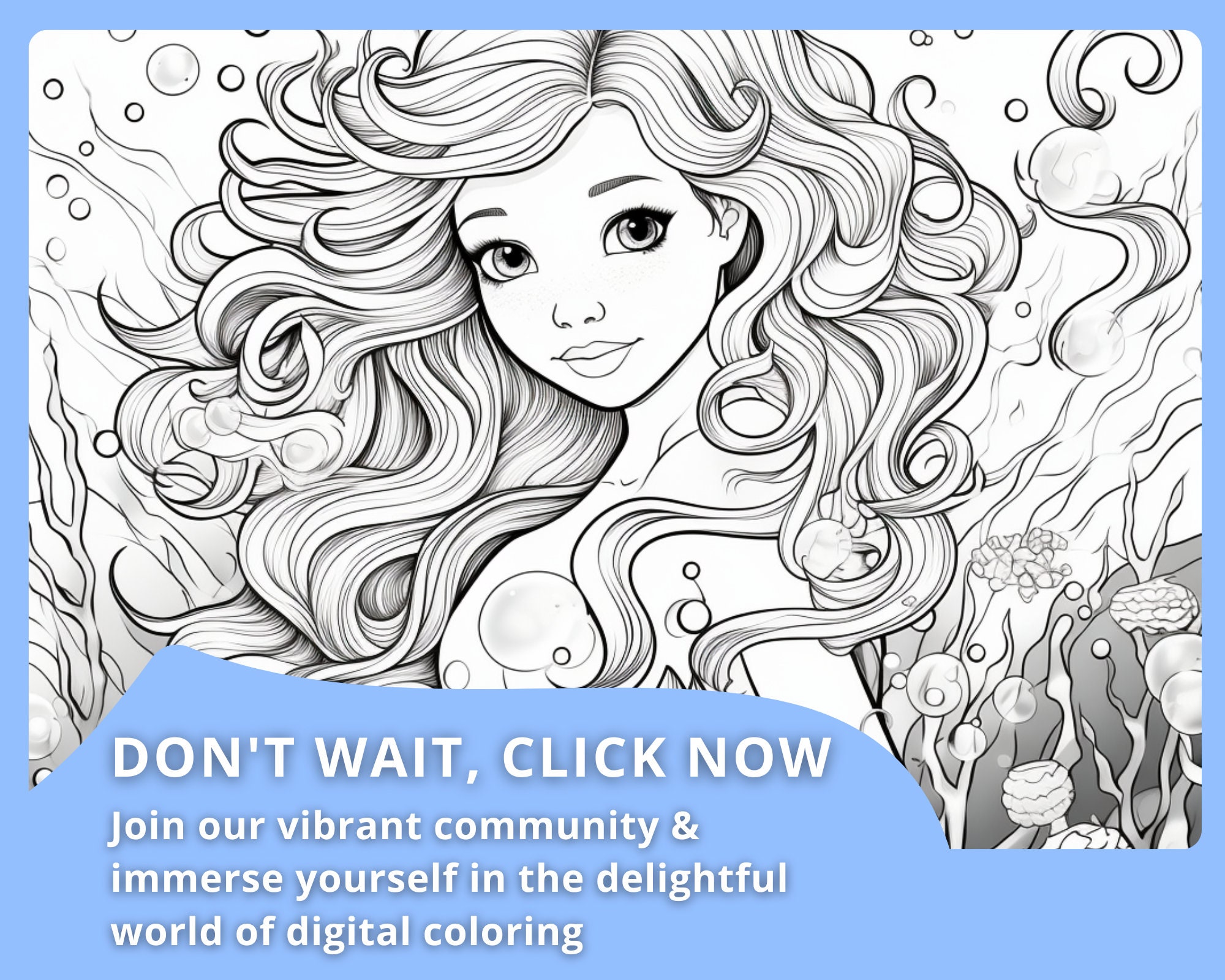 45 Mermaid Coloring Pages | Digital Download | Printable | Kids ...