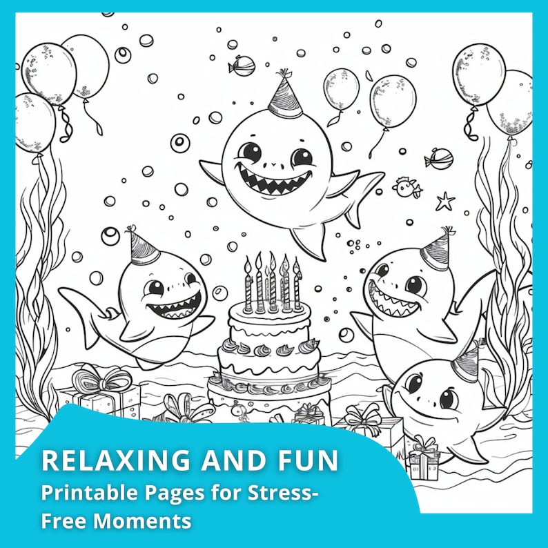 Baby Shark Coloring Pages | Digital Download | Printable | Kids ...