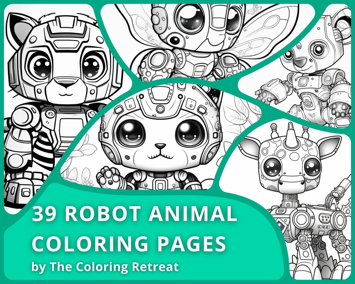 39 Robot Animal Coloring Pages | Digital Download | Printable | Kids ...