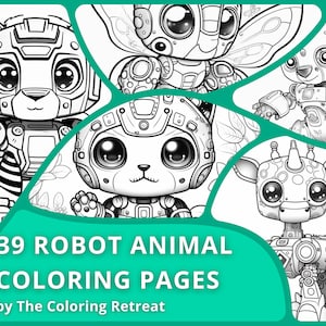 39 Robot Animal Coloring Pages | Digital Download | Printable | Kids ...
