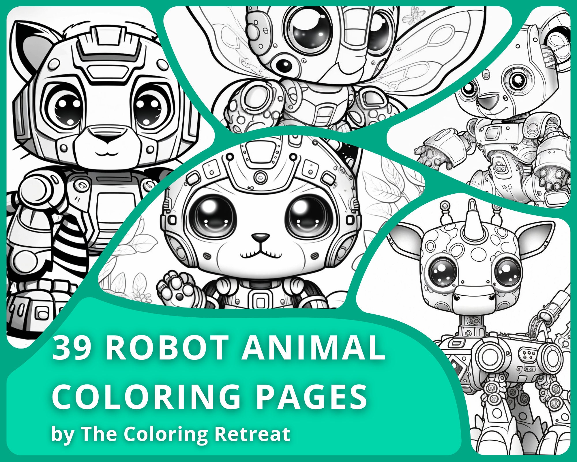 39 Robot Animal Coloring Pages | Digital Download | Printable | Kids ...