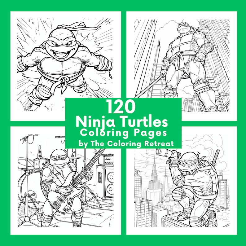 Ninja Turtles Coloring Pages | Digital Download | Printable | Kids ...