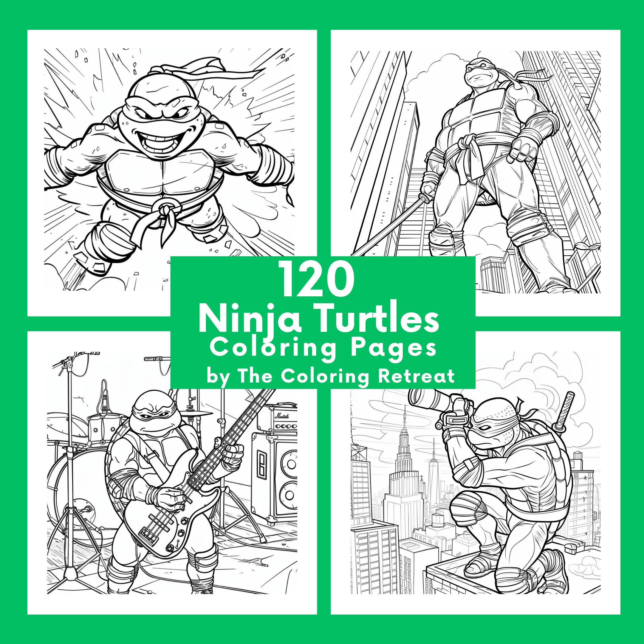 Ninja Turtles Coloring Pages | Digital Download | Printable | Kids ...
