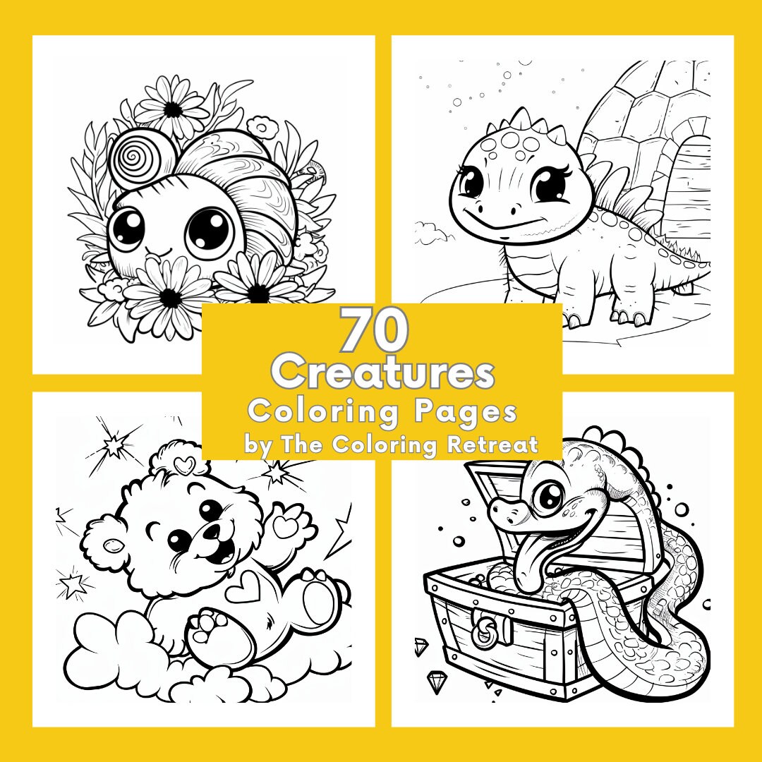 70 Creatures Coloring Pages | Digital Download | Printable | Kids ...