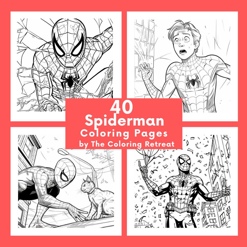 Spiderman Coloring Pages | Digital Download | Printable | Kids ...