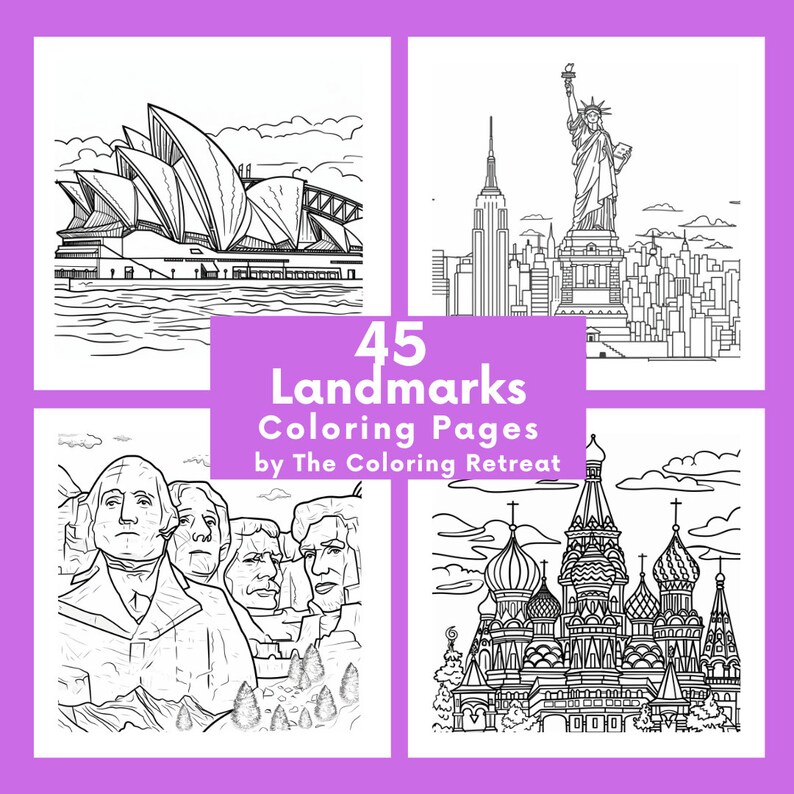 Landmarks Coloring Pages | Digital Download | Printable | Kids ...