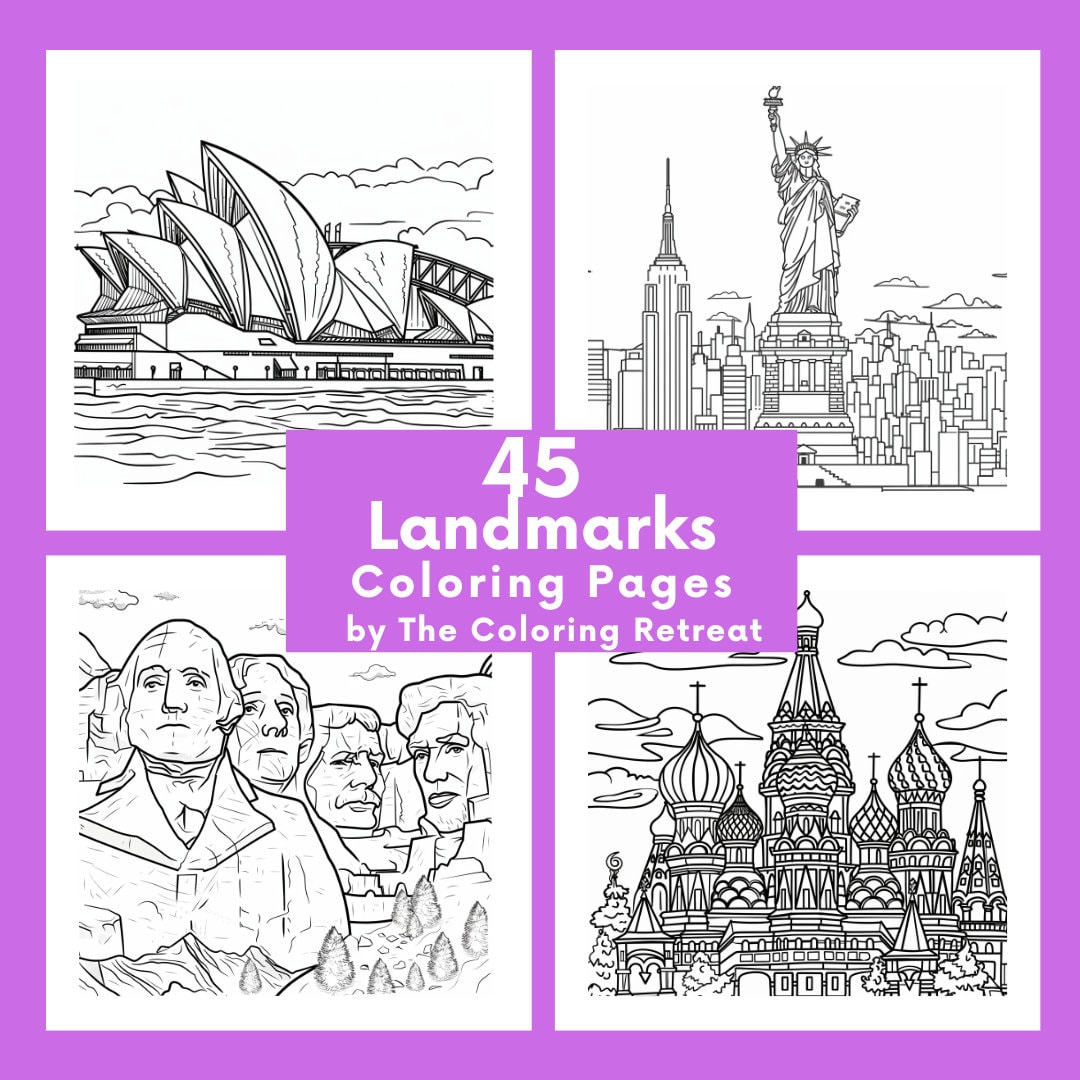 Landmarks Coloring Pages | Digital Download | Printable | Kids ...
