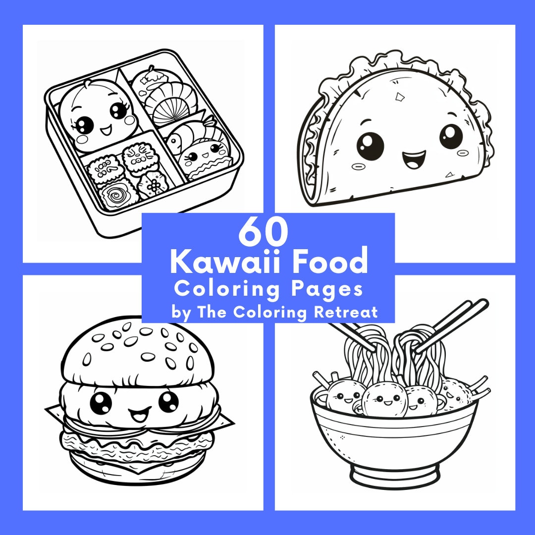 Kawaii Food Coloring Pages | Digital Download | Printable | Kids ...
