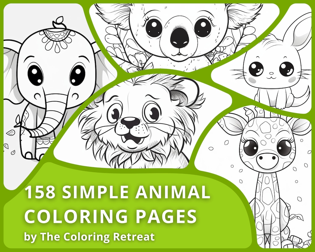 158 Simple Animal Coloring Pages | Digital Download | Printable | Kids ...