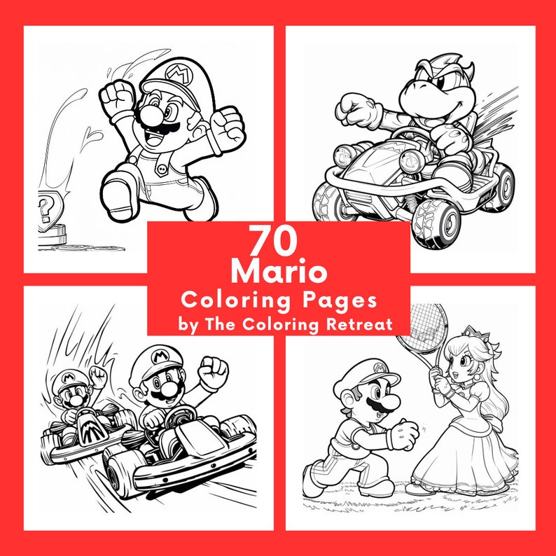 70 Mario Coloring Pages | Digital Download | Printable | Kids ...