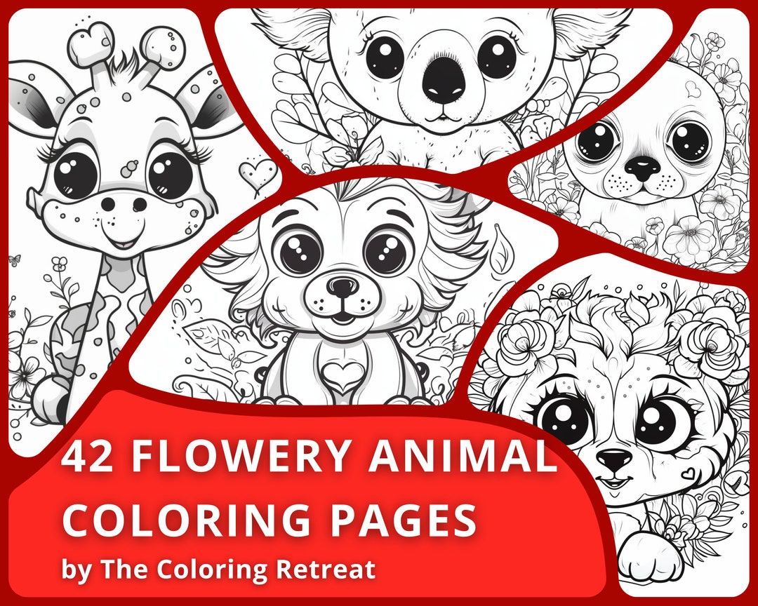 42 Flowery Animal Coloring Pages | Digital Download | Printable | Kids ...