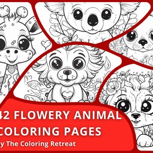 42 Flowery Animal Coloring Pages | Digital Download | Printable | Kids ...