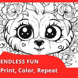 42 Flowery Animal Coloring Pages | Digital Download | Printable | Kids ...