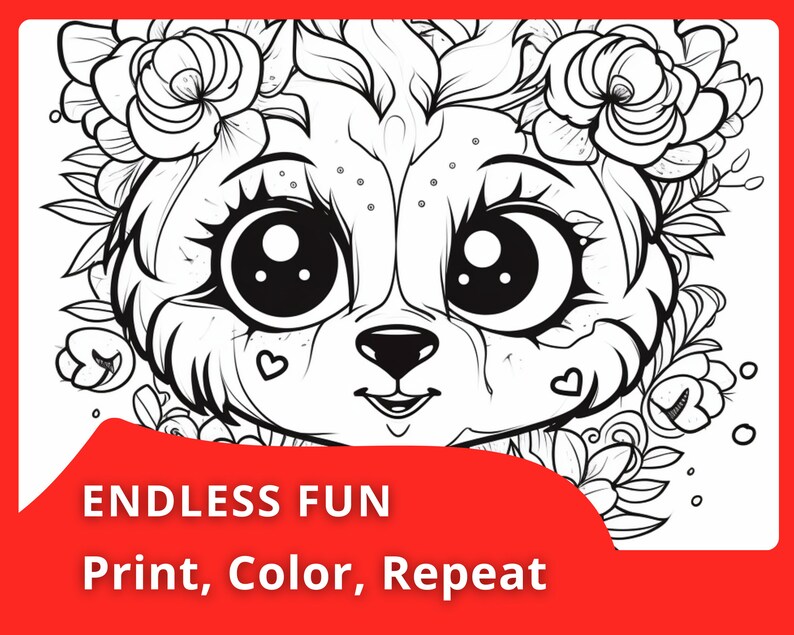 42 Flowery Animal Coloring Pages | Digital Download | Printable | Kids ...