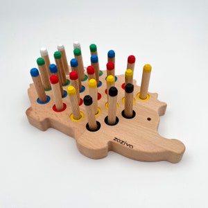 Kids Montessori Toys, Wooden Hedgehog With Pegs, 3 Years Old Gift ...