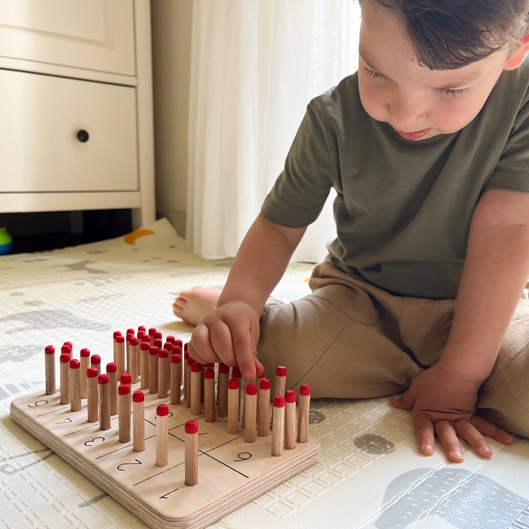 Wooden Counting Number Peg Board, 0-10 Number Learning Toy, Math Toy ...