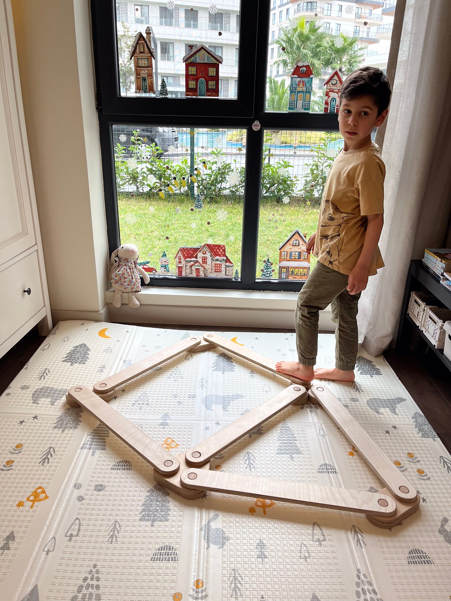 Wooden Balance Beam Set for Toddler, Montessori Balance Board Toy for ...