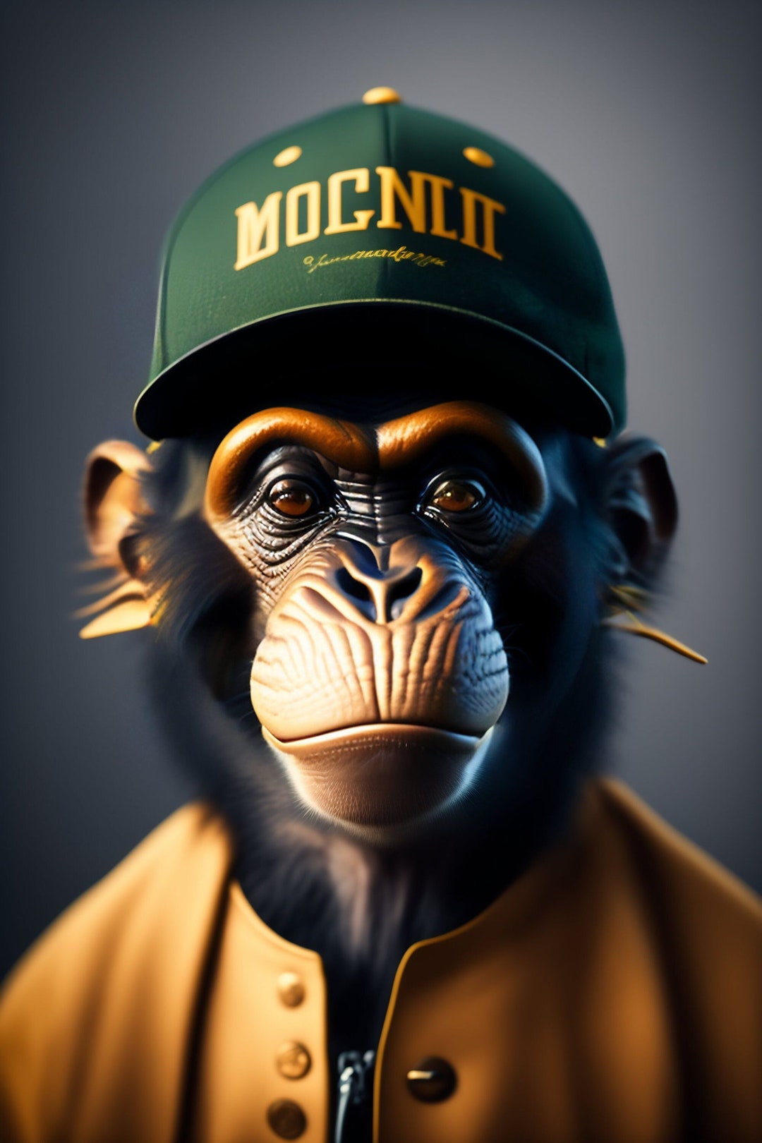 Basecap Monkey // Steampunk, Digital Art, Printable, Wall Art, Square ...