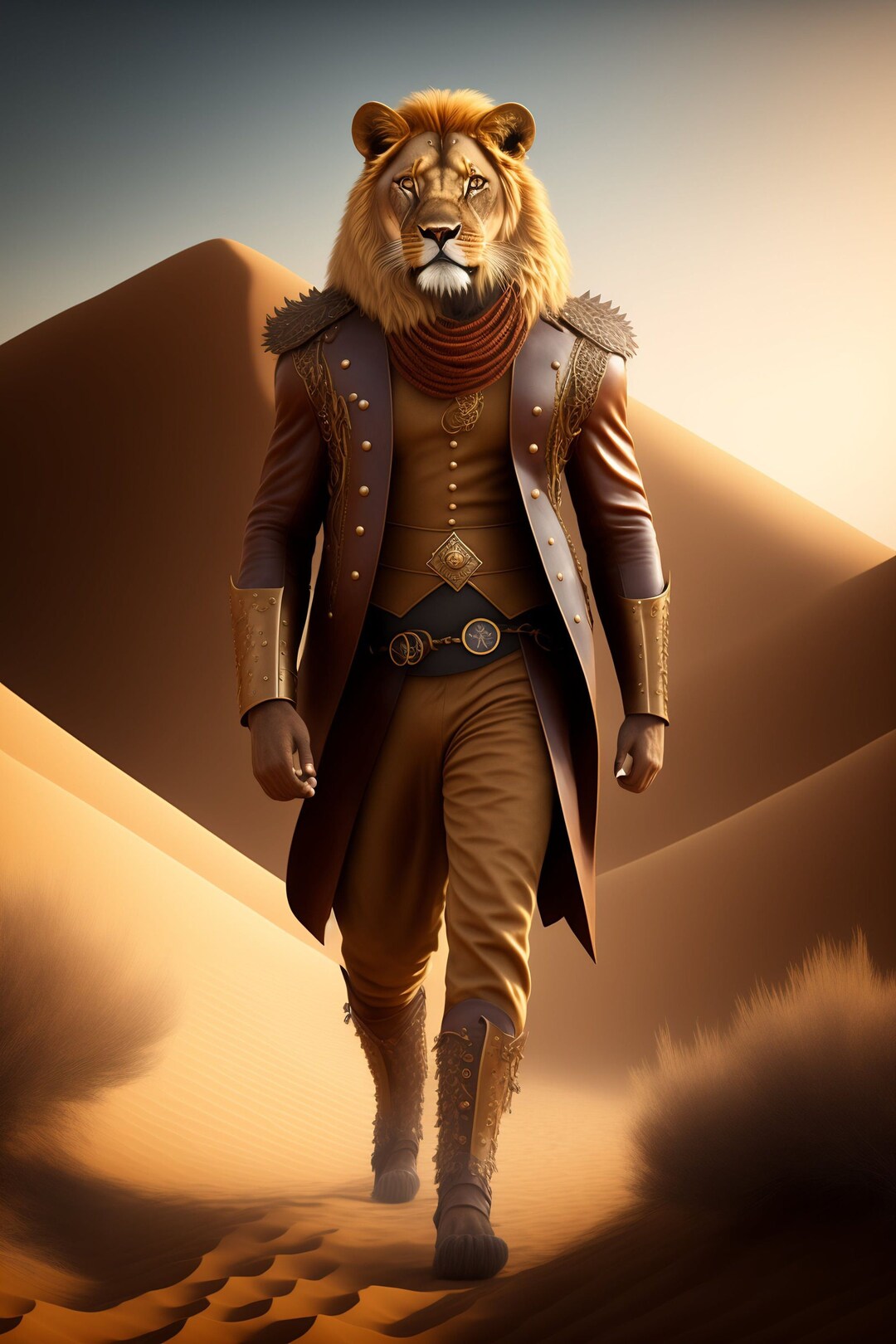 Lion Prince in the Desert // Steampunk, Digital Art, Printable, Wall ...