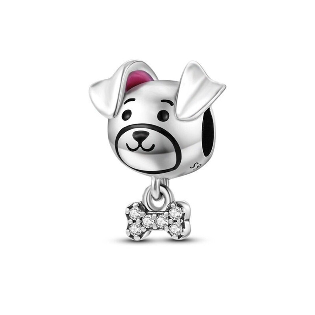 Dog Charm Puppy Dinner Crystal Bone Hound Pandora Charm Bracelet ...