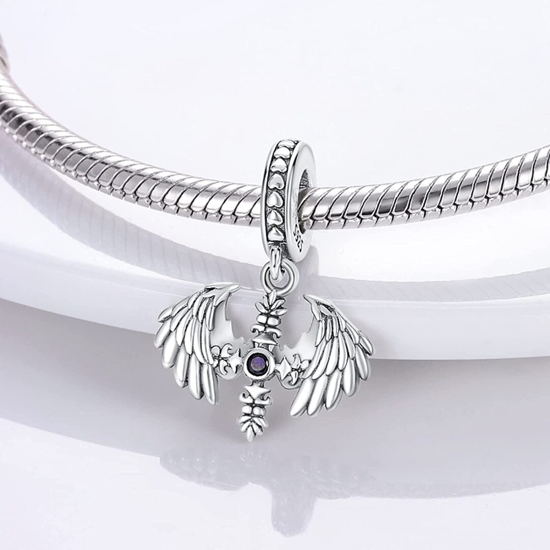 Cross Angel Wings Charm Dragon Wing Blue Pandora Charm Bracelet ...