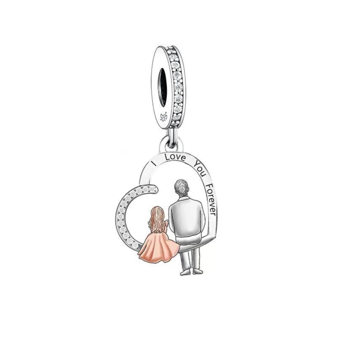 Father Daughter Charm Pandora Fit Bracelet Charm I Love You Forever ...
