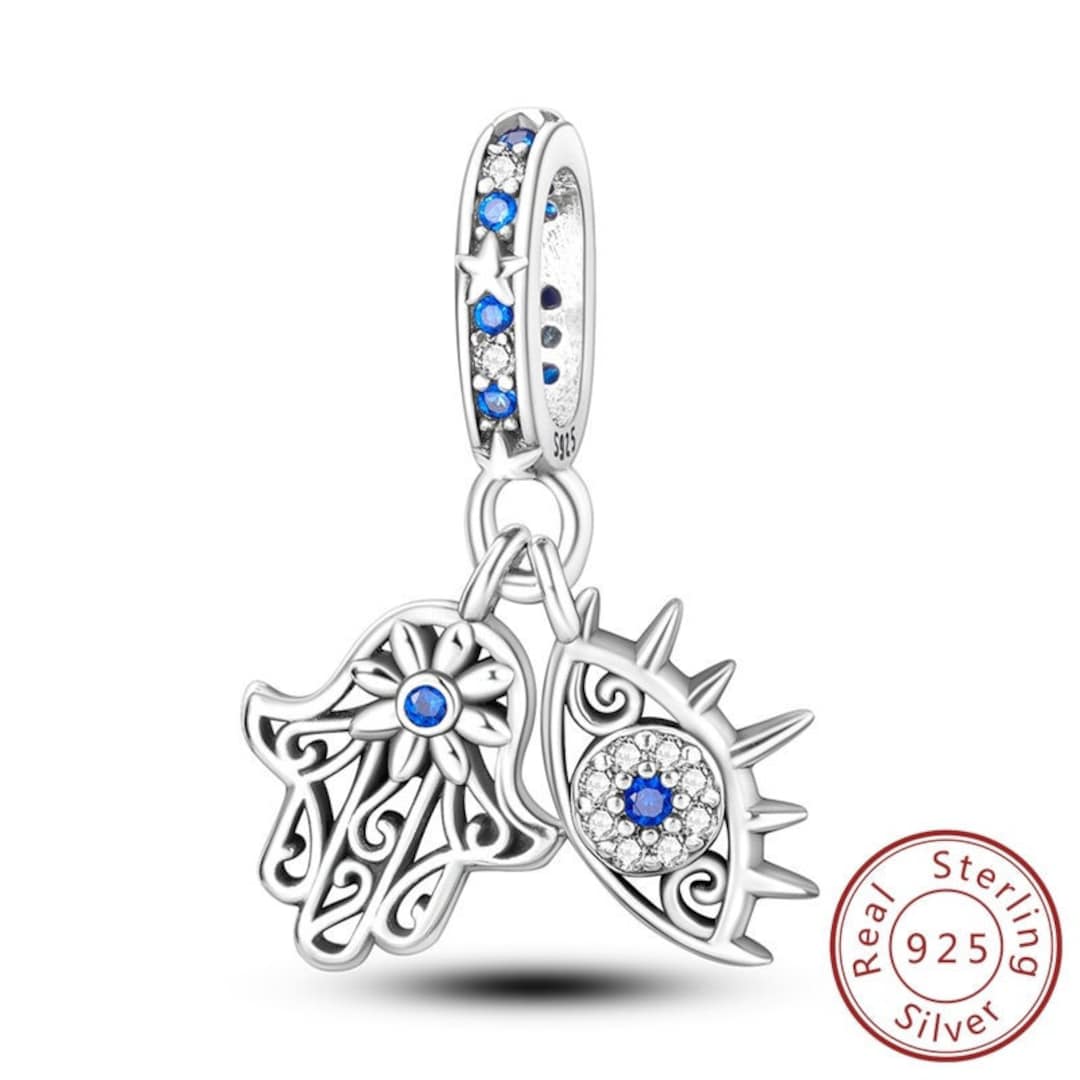 Evil Eye Hamsa Hand Palm Lucky Fatima Charm Bracelet Compatible Pandora ...