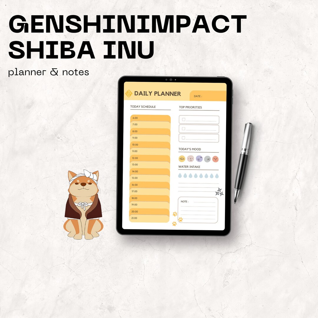 Shiba Inu Anime Planner & Notes Genshin Impact Toroumaru Daily, Weekly ...