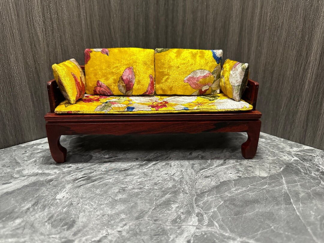 Doll Furniture, Minimalist Couch, 1:6 Scale Dollhouse Mahogany Bench ...