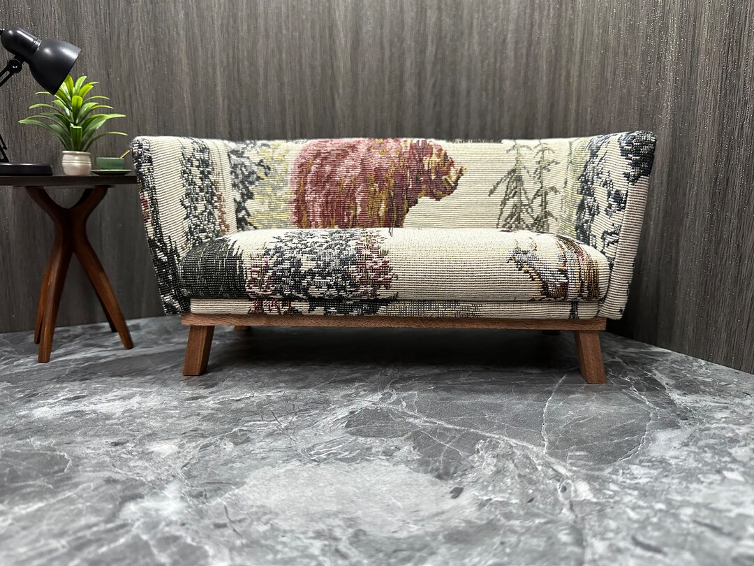 Dollhouse 1:6 Scale Vintage Minimalist Couch, Dollhouse Handmade ...