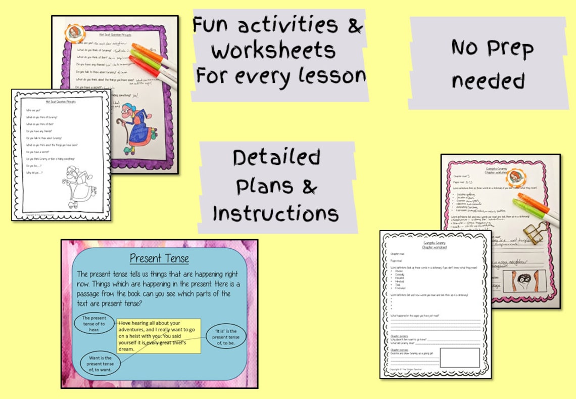 GANGSTA GRANNY UNIT of Work Complete 34 Chapter Bundle English Lessons ...