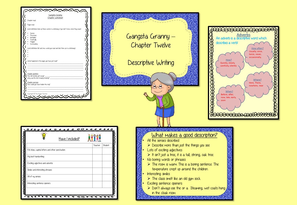 GANGSTA GRANNY UNIT of Work Complete 34 Chapter Bundle! English Lessons ...