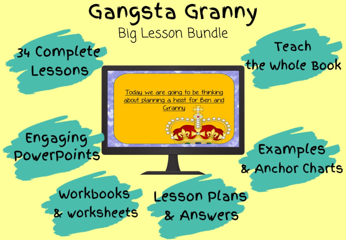 GANGSTA GRANNY UNIT of Work Complete 34 Chapter Bundle English Lessons ...