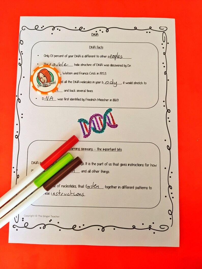 DNA SCIENCE LESSON Classroom Materials for Teachers or Home School ...
